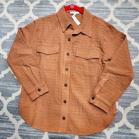 Madewell | Tops | New Madewell Quilted Oversized Shirtjacket Faded ...
